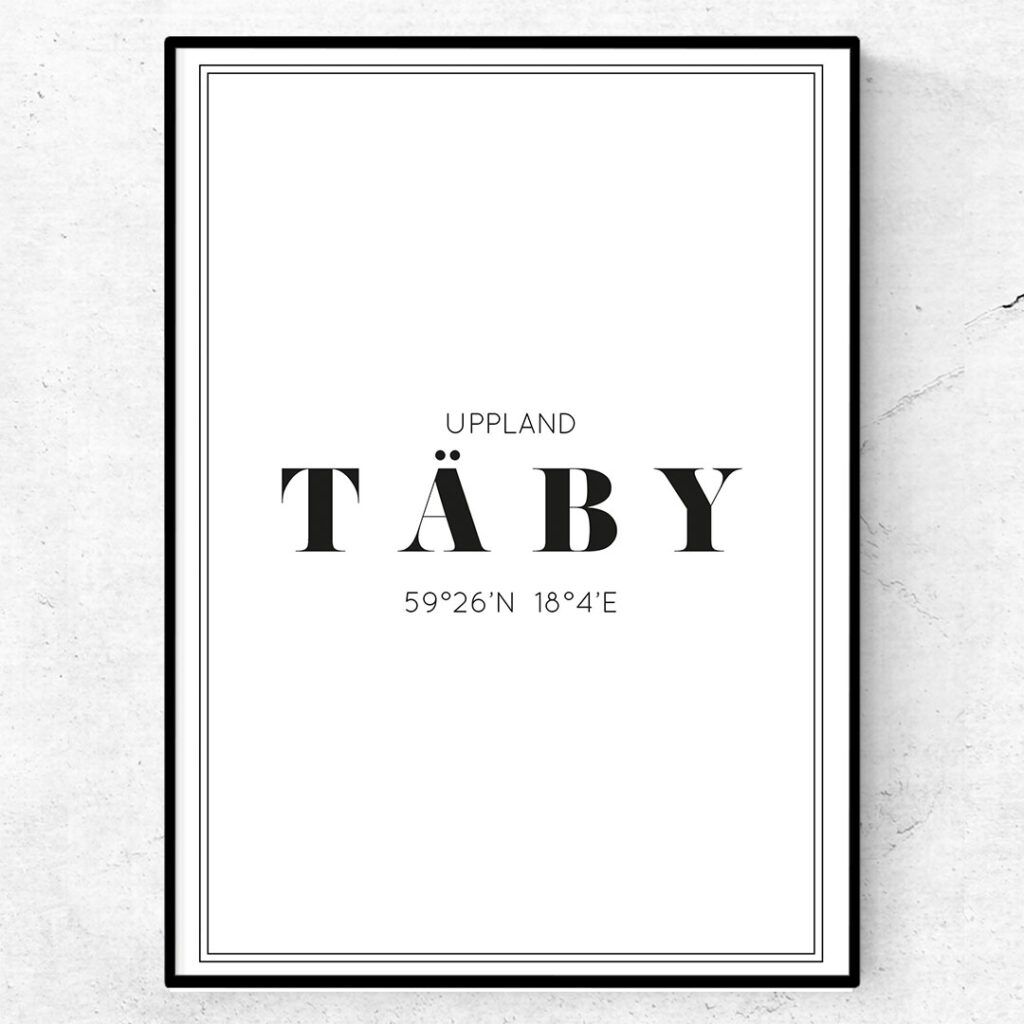 Fin Täby poster - Enkel men stilren tavla - Beställ idag | Text & Art