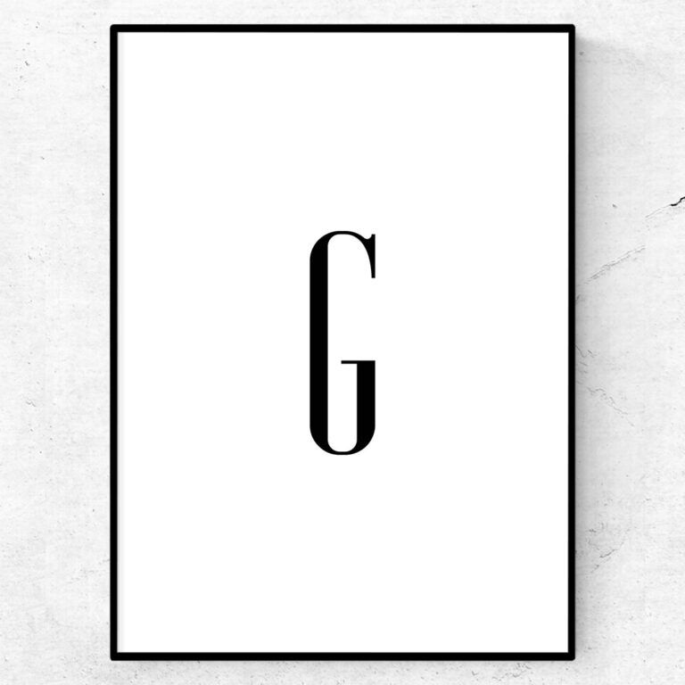 Letter G poster - Snygg tavla med bokstav - Betala med Klarna | Text & Art