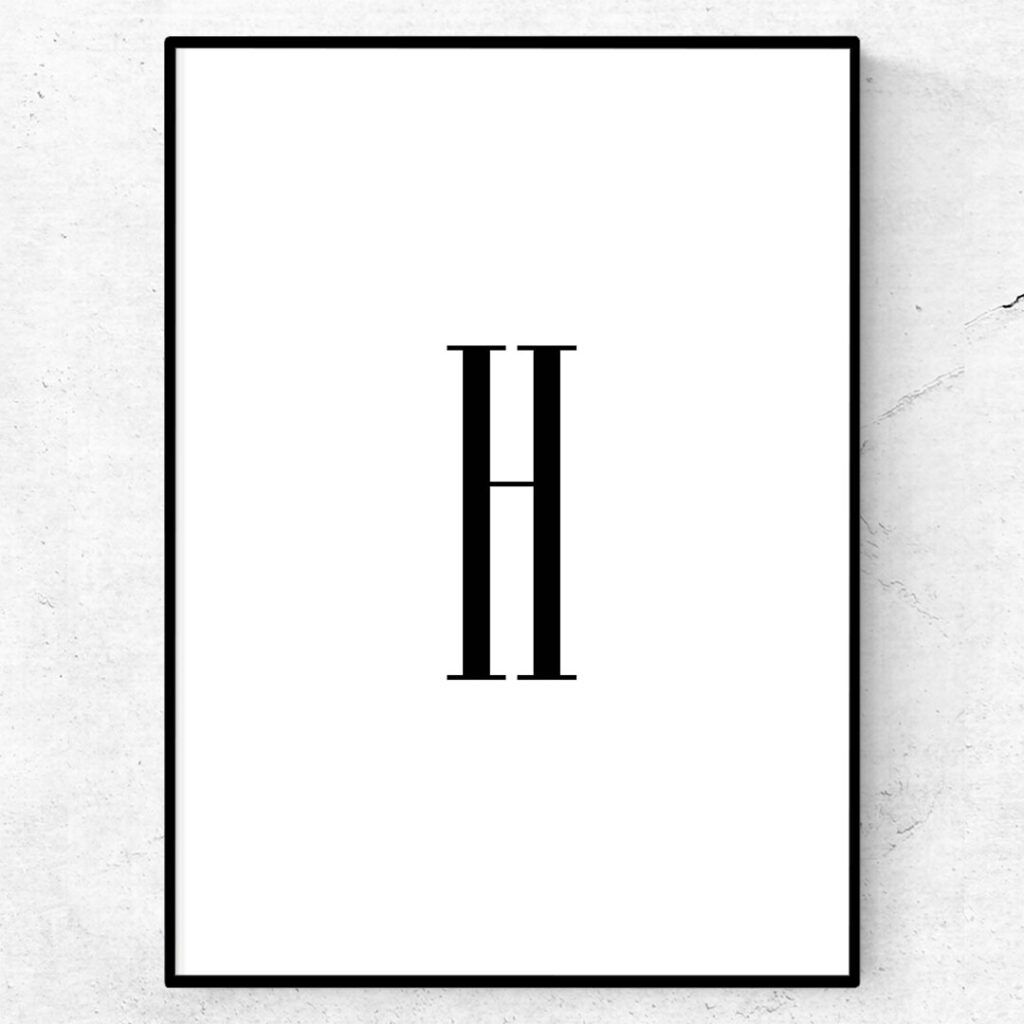 Letter H poster - Snygg tavla med bokstav - Betala med Klarna | Text & Art