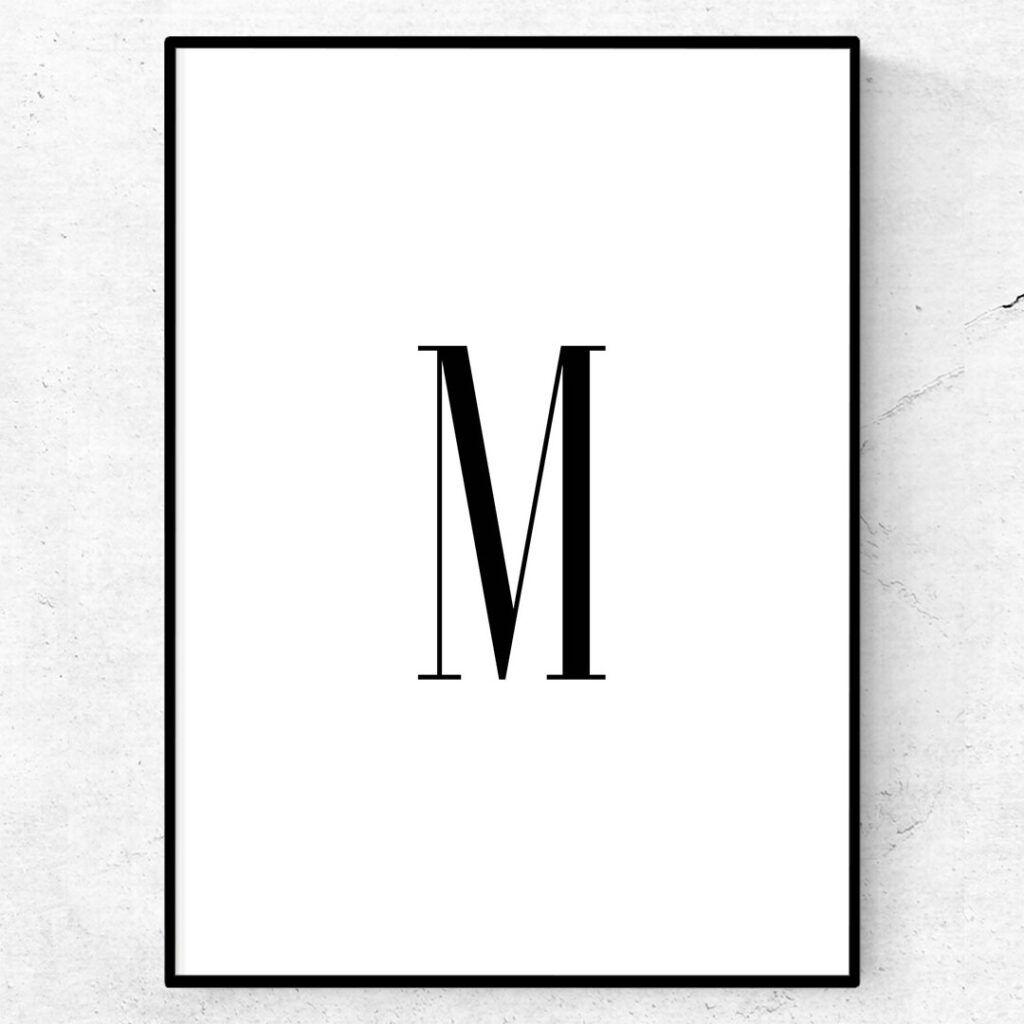Letter M poster - Stilren tavla med bokstav - Betala med Klarna | Text ...