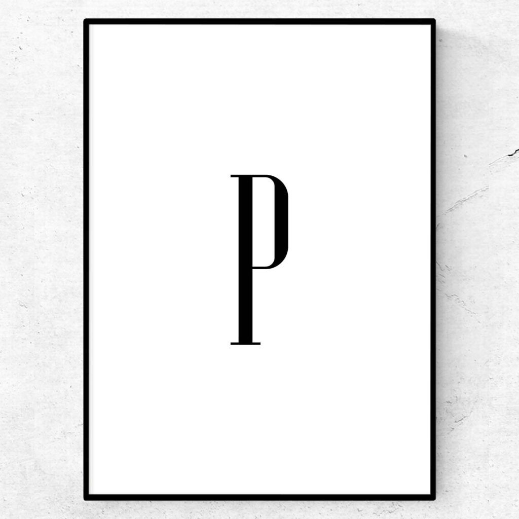 Letter P poster - Snygg tavla med bokstav - Betala med Klarna | Text & Art