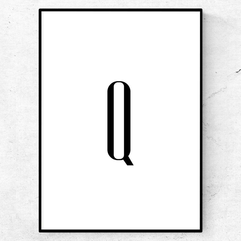 Letter Q poster - Snygg tavla med bokstav - Betala med Klarna | Text & Art