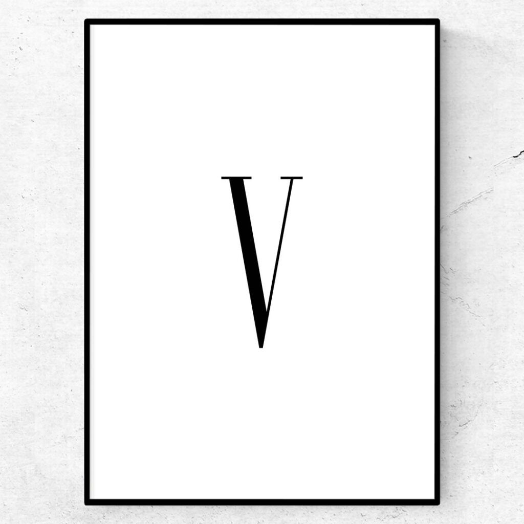Letter V poster - Stilren tavla med bokstav - Betala med Klarna | Text ...