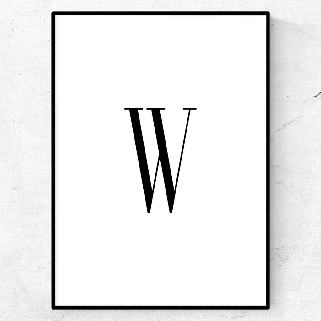 Letter W poster - Stilren tavla med bokstav - Betala med Klarna | Text ...