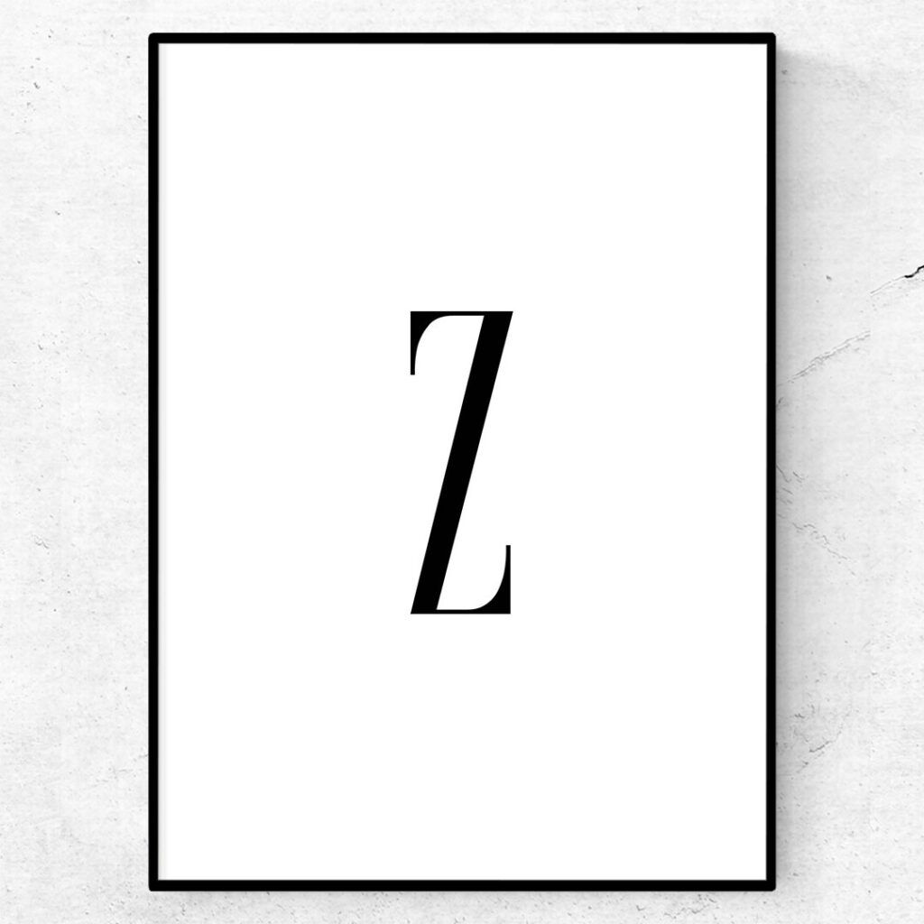 Letter Z poster - Stilren tavla med bokstav - Betala med Klarna | Text ...