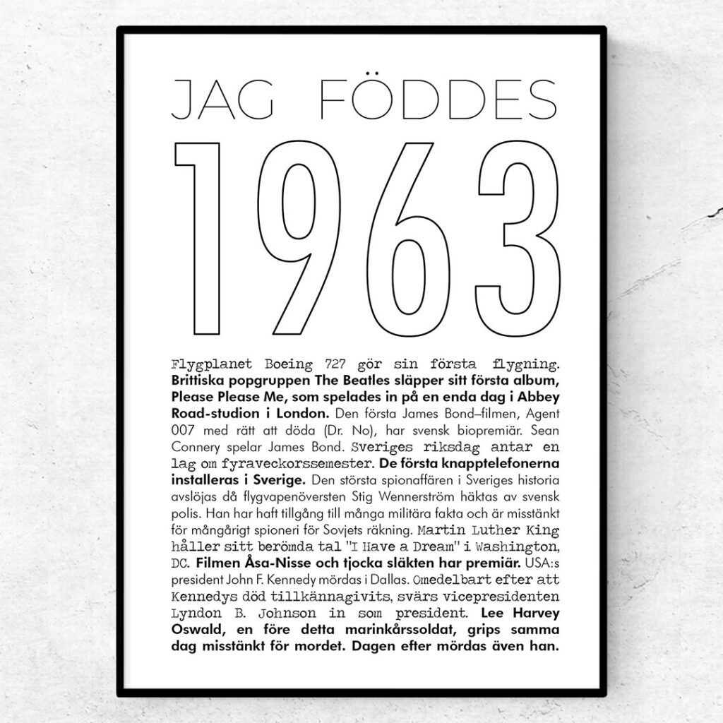 1963 - linje - Beställ online - Betala med Klarna | Text & Art