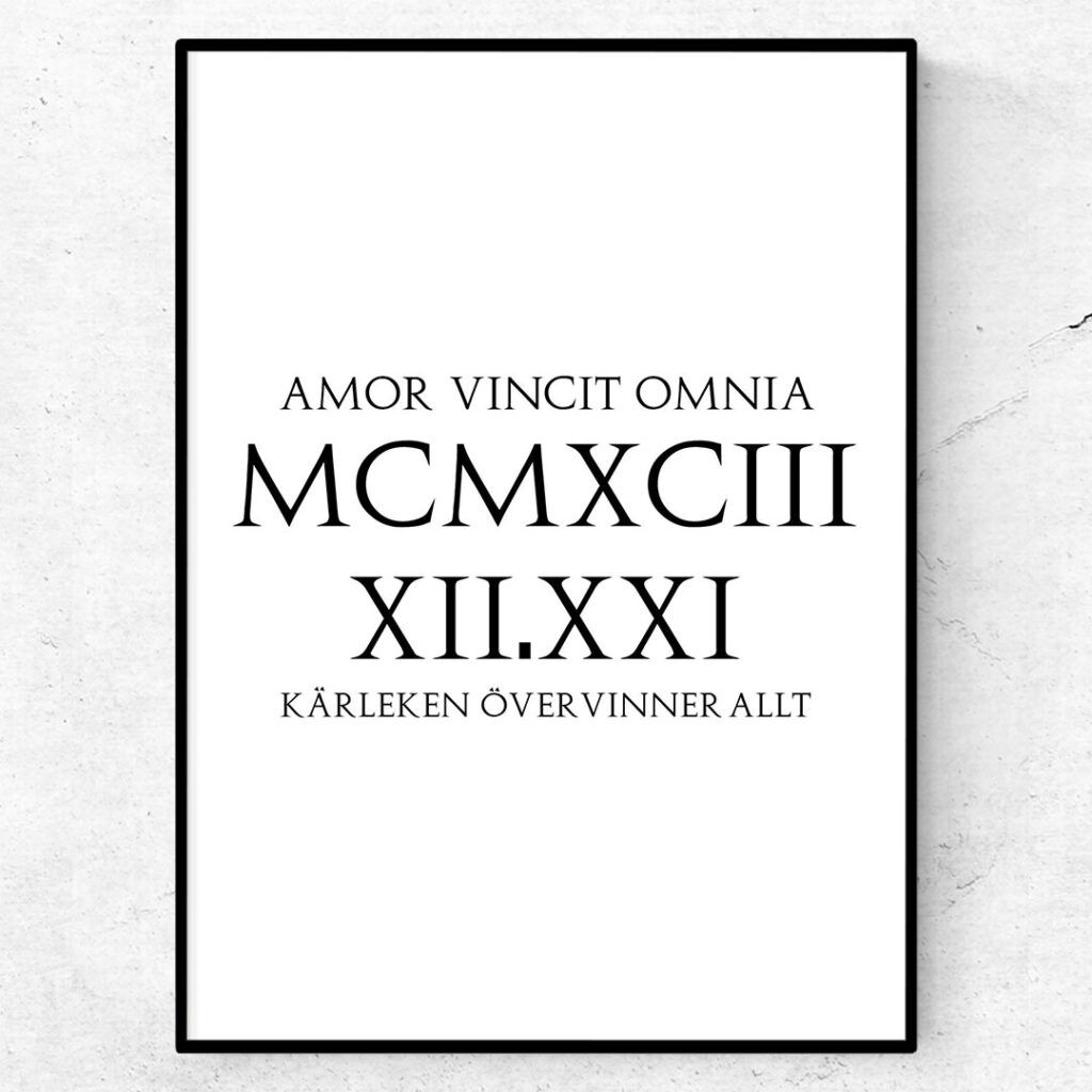 Amor vincit omnia - ert datum i romerska siffror - kärleksposter | Text ...