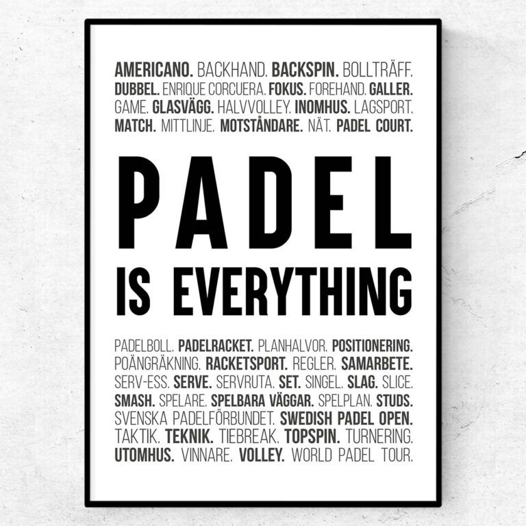 Padel is everything poster - Paddel termer ord tavla | Text & Art
