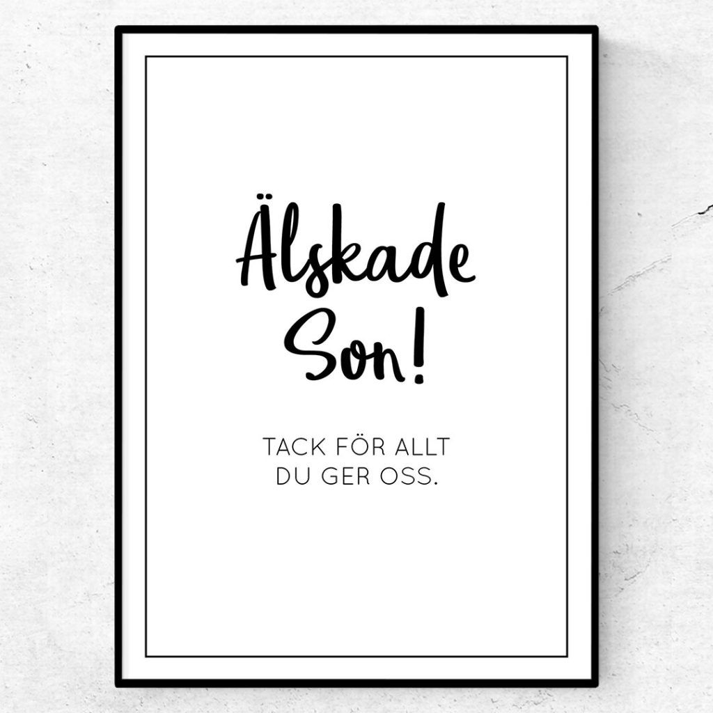 Älskade son - present till din son | Text & Art